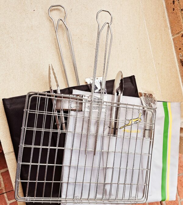 Stainless Steel Grid Set with Tong and Brush (Bush Baby Black Bag with ...